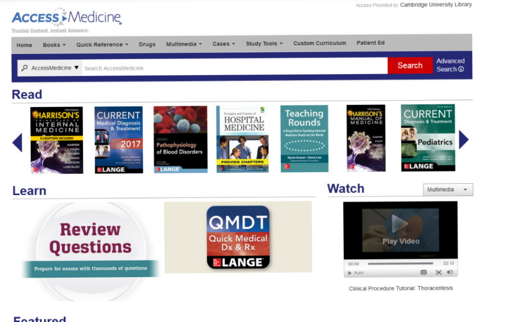 AccessMedicine - Free trial for University of Cambridge students and ...
